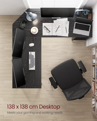 VASAGLE L-Shaped Workstation Desk, Corner Computer Desk, Gaming Table ...