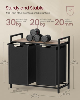 VASAGLE Laundry Basket, 2-Compartment Laundry Hamper, Laundry Sorter ...