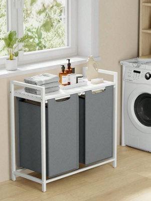 VASAGLE Laundry Basket, 2-Compartment Laundry Hamper, Pull-Out And ...