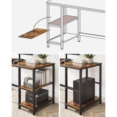 Buy VASAGLE Office Writing Desk, Steel Frame Work Table with 2 ...