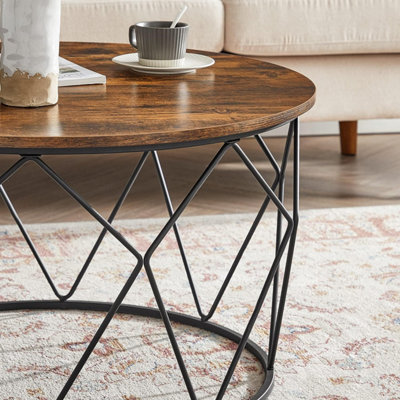 VASAGLE Round Coffee Table Small Centre Table with Steel Frame for Living Room Bedroom Study Industrial