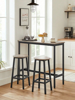VASAGLE Set Of 2 Bar Stools High Kitchen Stools, Sturdy Steel Frame, 65 ...