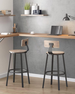 VASAGLE Set of 2 Kitchen Counter Chairs with High Backrest, Tall Bar ...