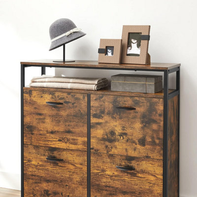 VASAGLE Shoe Cabinet, Hallway Shoe Box with 4 Rocker Doors, Narrow Shoe ...