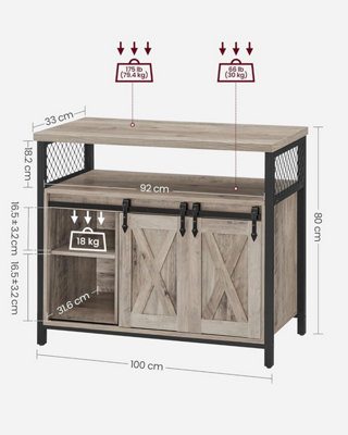 VASAGLE Sideboard, Kitchen Pantry, Storage Cabinet, with 2 Sliding Barn ...