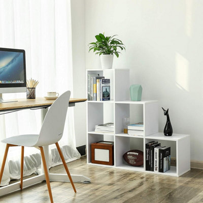 VASAGLE Stair Shelf, Bookcase, Step Shelf, Standing Shelf, 6 Cubes ...