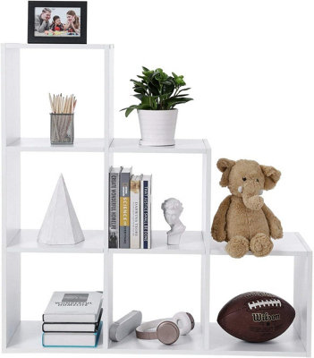 VASAGLE Stair Shelf, Bookcase, Step Shelf, Standing Shelf, 6 Cubes ...