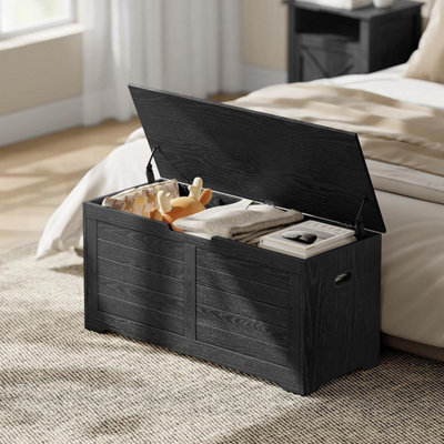 VASAGLE Storage Bench, Farmhouse Blanket Box with Safety Hinges, Shoe ...