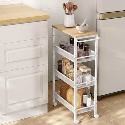 VASAGLE Storage Cart, 4-Tier, Space-Saving Rolling Trolley, Metal ...