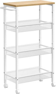 VASAGLE Storage Cart, 4-Tier, Space-Saving Rolling Trolley, Metal ...