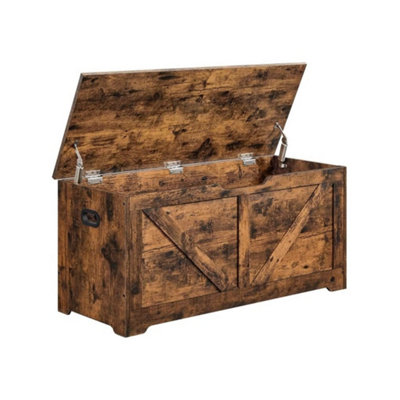 VASAGLE Storage Chest Storage Bench Toy Chest Box Organiser with Safety Hinges Shoe Bench Barn Style