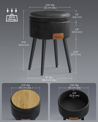 VASAGLE Storage Ottoman, Dressing Table Stool, Synthetic Leather, Mid ...