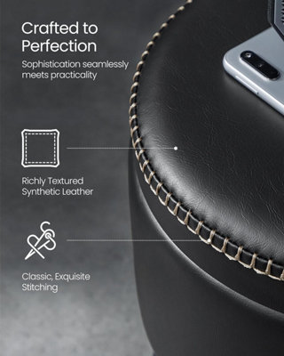 VASAGLE Storage Ottoman, Dressing Table Stool, Synthetic Leather, Mid ...