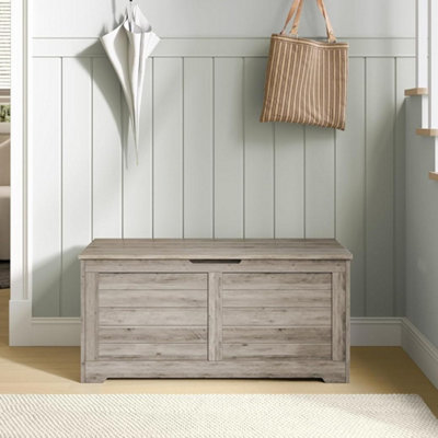 VASAGLE Storage Trunk, Shoe Bench with Safety Hinges, Farmhouse Blanket ...