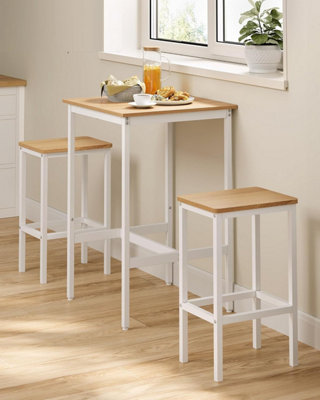 VASAGLE Table and Chair Bar Set, Square Table with Matching Stools, Space-Efficient Dining ...