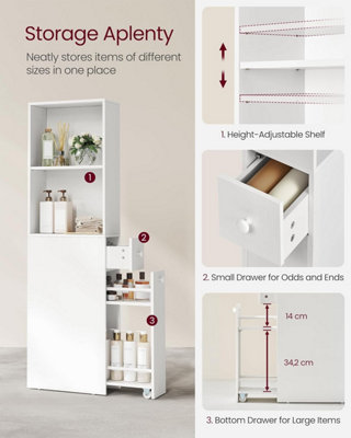 VASAGLE Tall Bathroom Cabinet, Slim Bathroom Storage Cabinet, Narrow ...