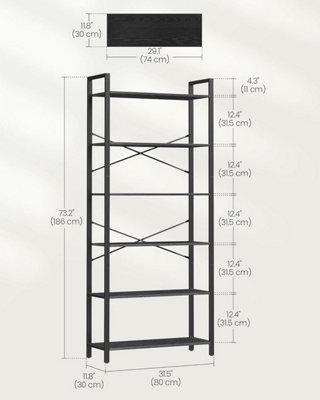 VASAGLE Tall Bookshelf, Shelving Unit, 6-Tier Bookcase, Free-Standing ...
