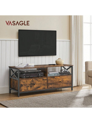 VASAGLE TV Cabinet TV Unit For 55-Inch TV, Living Room, With 2 Drawers ...