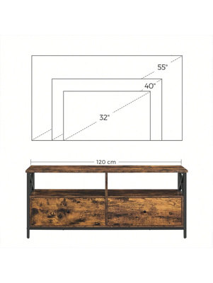 VASAGLE TV Cabinet TV Unit For 55-Inch TV, Living Room, With 2 Drawers ...