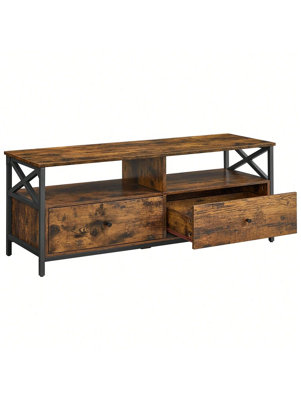 VASAGLE TV Cabinet TV Unit For 55-Inch TV, Living Room, With 2 Drawers ...
