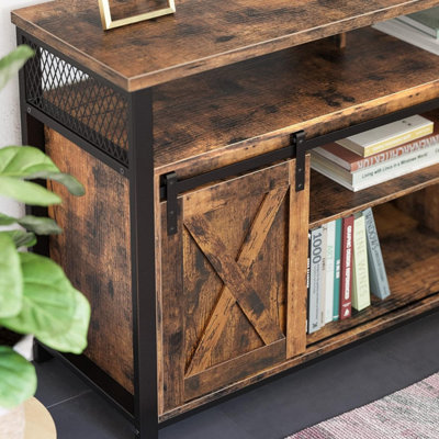 Tv stand with sliding barn doors store