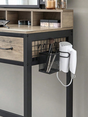 VASAGLE VASAGLE, Dressing Table With 3 Piece Folding Mirror, Hairdryer ...