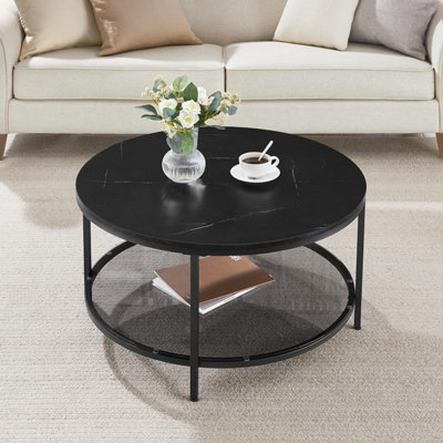 VASAGLE Wide Sofa Cocktail Table, Coffee Table, Round Occasional Table ...