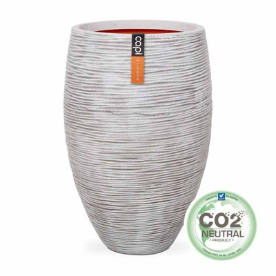 Vase Elegant Deluxe Rib Nl - L40 x W60 cm - Ivory