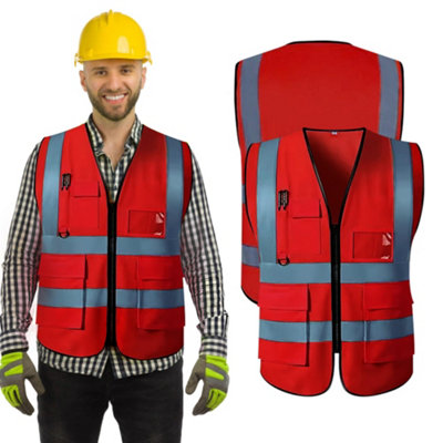 Vasego Hi Visibility Custom Safety Work Vest for Men Vest with Zipper ...