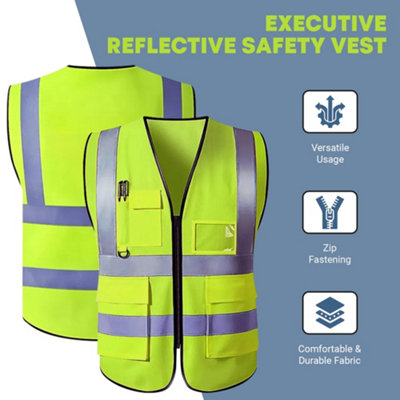 Vasego Hi Visibility Custom Safety Work Vest for Men Vest with Zipper ...