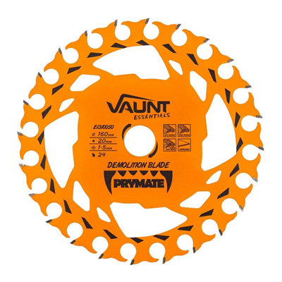 Vaunt 160mm Circular Saw Demolition Blade 20mm Bore 24 tooth Teflon Coated