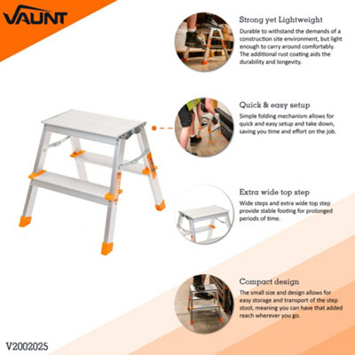 Vaunt 2 Tread Step Stool Mini Step Ladder Lightweight Step Up Platform ...