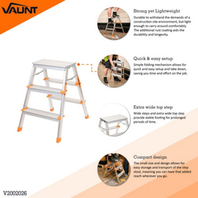 Vaunt 3 Tread Step Stool Mini Step Ladder Lightweight Step Up Platform ...