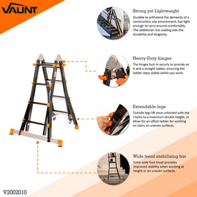 Vaunt 4 Tread Telescopic Multi-Purpose Ladder Aluminium A Ladder ...