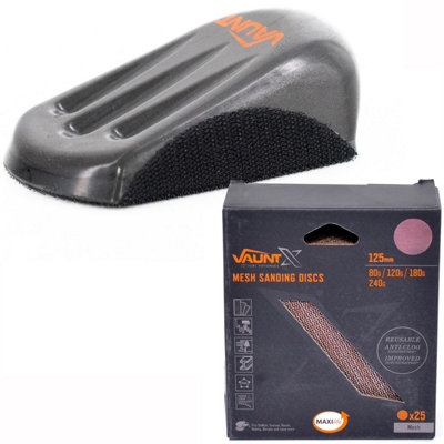 Vaunt Hand Shaped Sanding Block x25 125mm MESH Sanding Sheets V1439000 ...