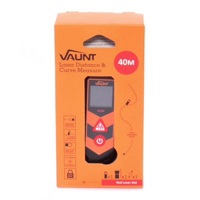 Vaunt V1501005 40m Red Beam Laser Distance Measure & Curve Measure with Scroller