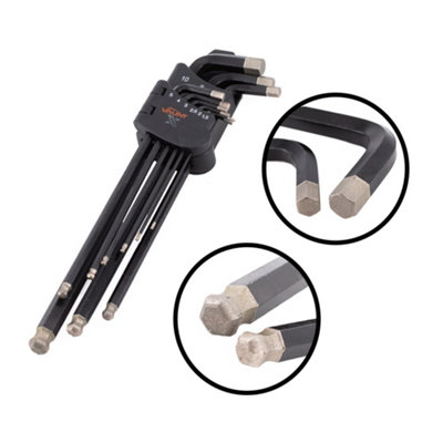 Vaunt X 9 Piece Metric Ball End Diamond Tipped Hex Allen Key Set Carbon ...