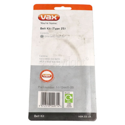 Vax Genuine Vacuum Cleaner Belt Kit (Type 25) - Pack of 2 - VAX1113441100