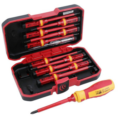 VDE Insulated Screwdrivers Flat Pozi Phillips Torx Interchangeable Heads 13pc