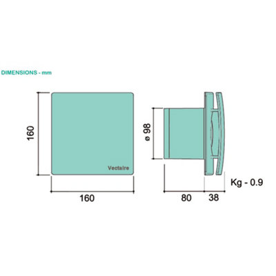 Vectaire EL1003HDT Elegance Axial Fan - 3 Speed - Humidistat, Timer ...