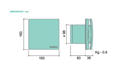 Vectaire Elegance EL1003DTLV 4"(100mm) Continuous Extract Fan SELV ...