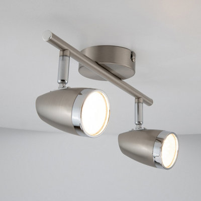 Vector Spotlight Brushed Nickel Integrated 4W LED 2-Bar Double Ceiling ...