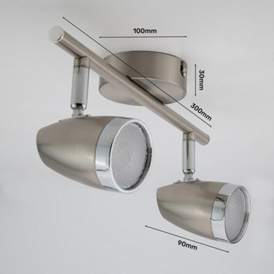 Vector Spotlight Brushed Nickel Integrated 4W LED 2-Bar Double Ceiling ...