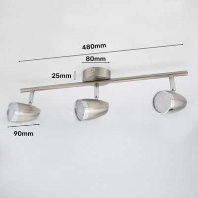 Vector Spotlight Brushed Nickel Integrated 4W LED 3-Bar Triple Ceiling ...