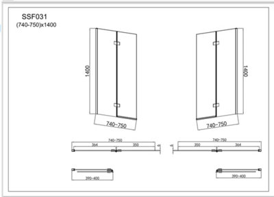VEEBATH BIFOLD BATH SCREEN - 1400 X 750MM