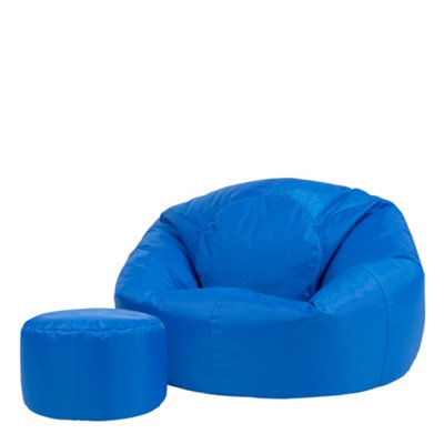 Veeva Classic Indoor Outdoor Bean Bag And Pouffe Blue Bean Bag Chair