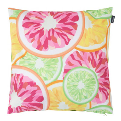Veeva Grapefruit Print with Lime Green Outdoor Cushion | DIY at B&Q