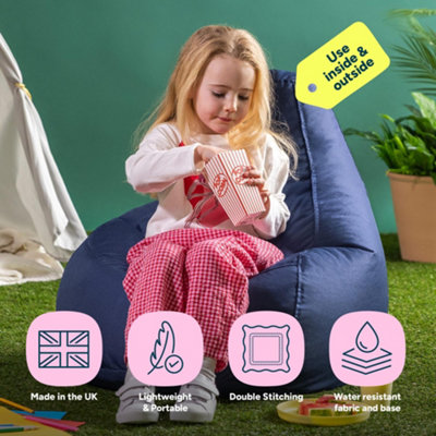 Veeva Kids High Back Bean Bag Navy Blue Indoor Outdoor Childrens Bean Bags