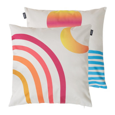 Veeva Sunset and Rainbow Soleil Set of 2 Outdoor Cushion | DIY at B&Q