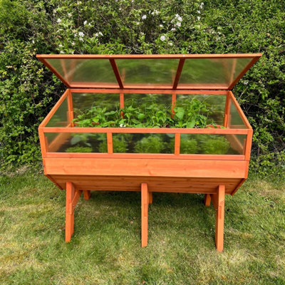 Veg-Trough Large Wooden Raised Vegetable Bed Planter with Polycarbonate ...